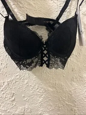 H&M | Intimates & Sleepwear | A Cup Pushup Lace Bra Black Hm Brand New ...